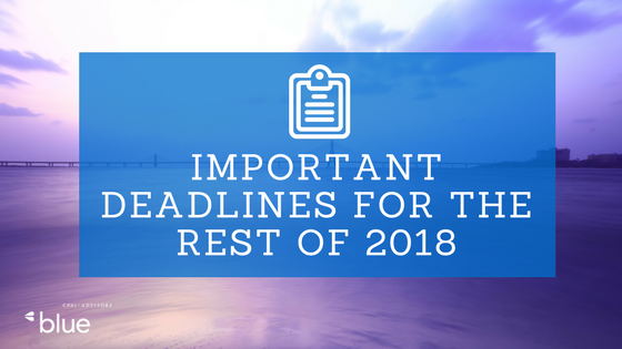 Important Deadlines For The Rest Of 2018 – Blue & Co., LLC